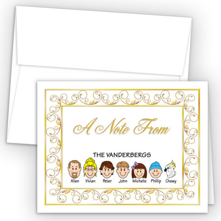 Elegant Foldover Family Note Cards
