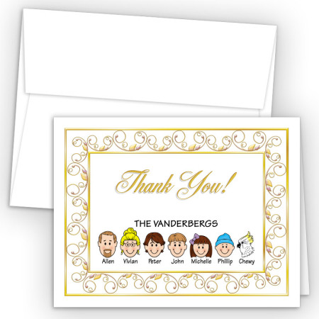 Elegant Foldover Family Thank You Cards
