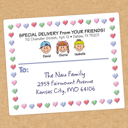 Hearts Family Shipping Labels