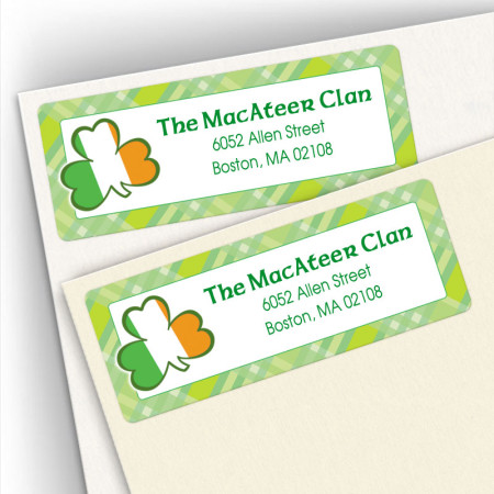 Irish Flag Shamrock Address Labels