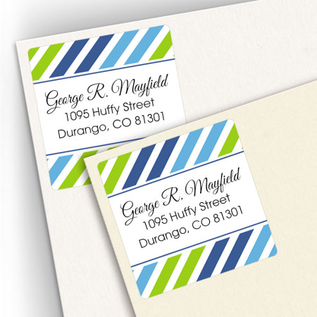 Diagonal Stripes 2 Square Address Labels
