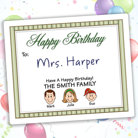 Stripes Happy Birthday Gift Labels