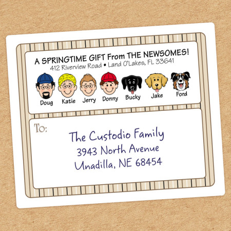 Tan Stripes Family Shipping Labels