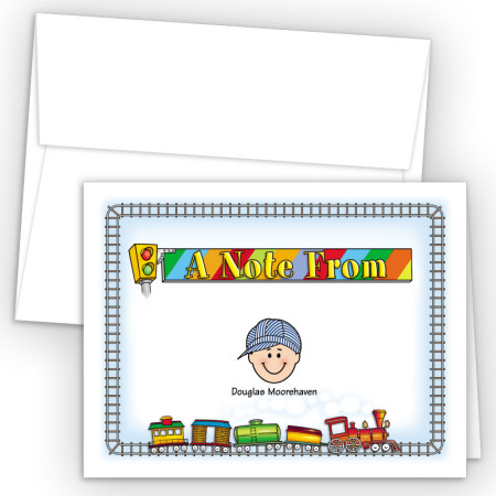 Train Foldover Family Note Cards